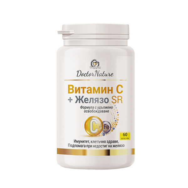Dr. Nature Витамин C + Желязо с удължено освобождаване, 60 капсули ...